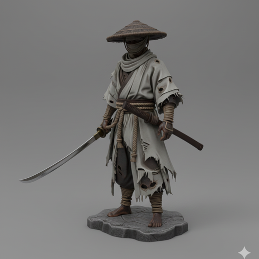 🎩 Wandering Straw Hat Ronin Miniature 3D Printable STL・Free STL File ...