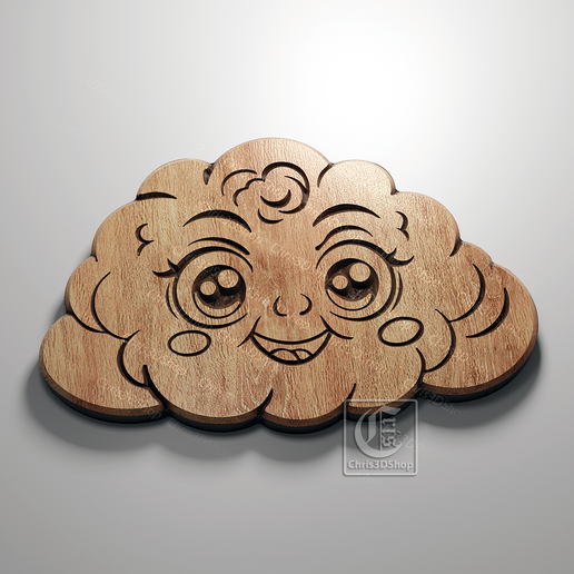 ☁️ Happy Cloud CNC File for V-Carving | svg, eps, dxf, ai, pdf・ 3D File ...