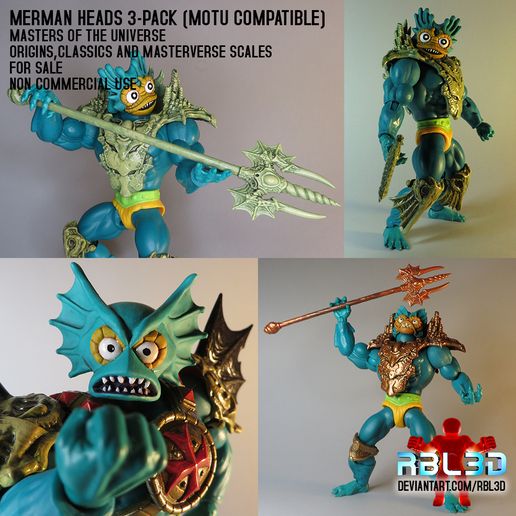 🧜‍♂️ Merman heads 3-pack (Motu compatible)・ OBJ File for 3D printing・Cults