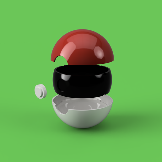 🐉 Pokeball, Easy assembly, support included・Free STL File for ・Cults