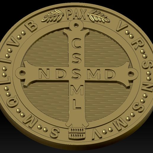🏅 3D Printed Model of Saint Benedict Medal 1 Side・ STL File for 3D ...