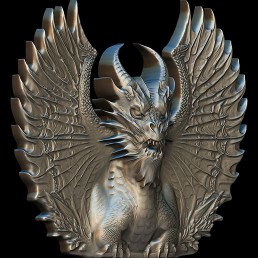 STL file Dragon Head Relief No11 3D print model 🐉 (OBJ)・3D printer ...