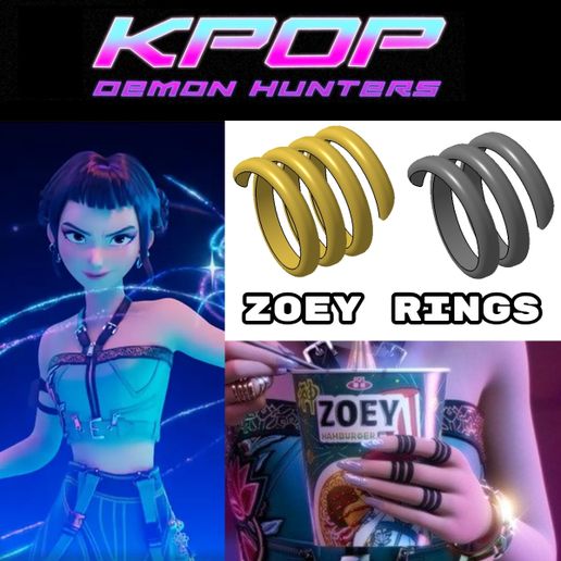 💍 Zoey Rings (Kpop demon hunters)・ STL File for 3D printing・Cults