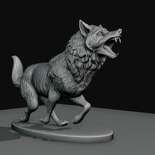 STL file wolf running roaring stl 🐺 ・3D printing design to download・Cults