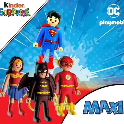 🪞 DC Playmobil Figures Display Stand – Modular Shelf with Kinder Maxi ...