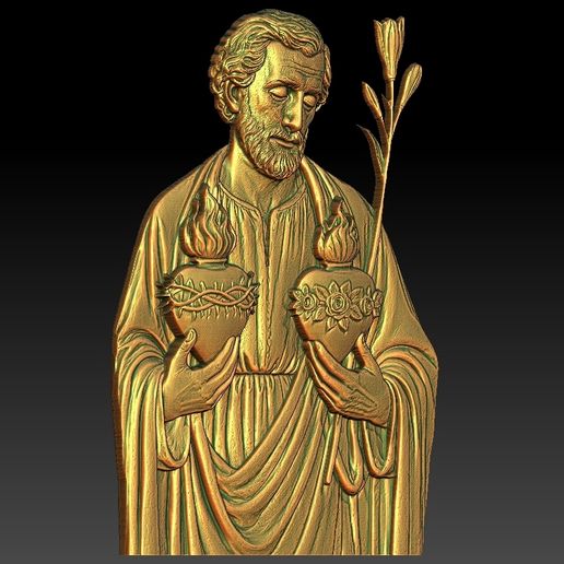 👼 Saint Joseph CNC Relief Model・ STL File for 3D printing・Cults