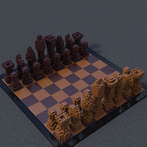 ♟️ 8-bit classic chess・Free OBJ File for 3D printing・Cults