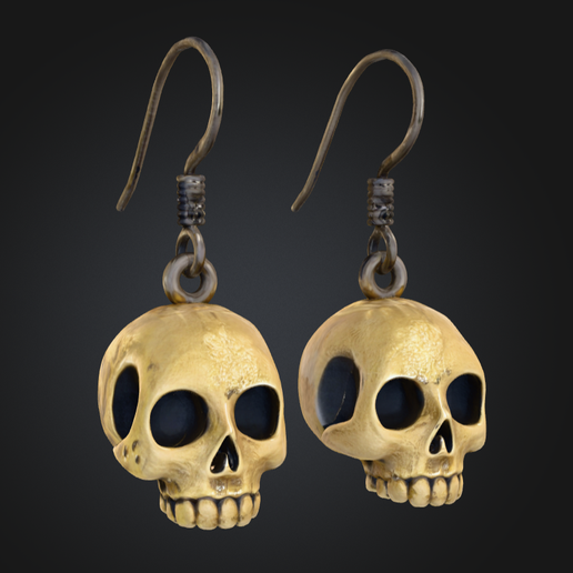 👂Scull earings - Halloween cosmetic・ STL File for 3D printing・Cults