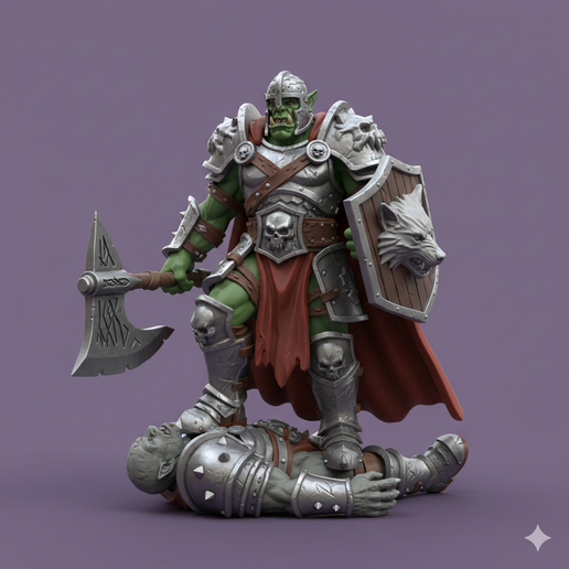 🎲 Single STL Savage Orc Champion Miniature: Triumphant Gladiator ...