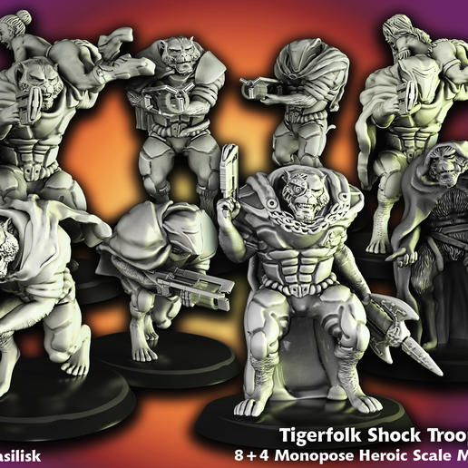 🛰 Space Opera Tigerfolk Shock Troopers (Monopose miniatures)・ 3D File ...