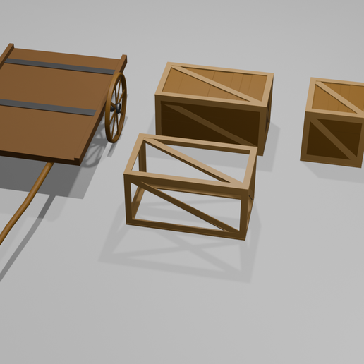 Archivo STL Miniature - Wooden Box - Barrel - Wagon - Diorama Set 🪵 ...