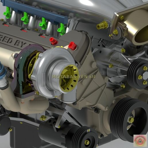 🚙 FORD COYOTE V8 Twin Turbo ENGINE・ STL File for 3D printing・Cults