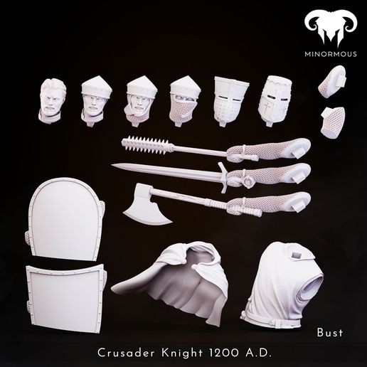 👤 Bust - Crusader Knight 12th-13th CAD - Vigilant Sentinel・ 3D File for ...