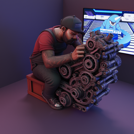 🧑‍🔧 Engine Mechanic・Free STL File for 3D printing・Cults