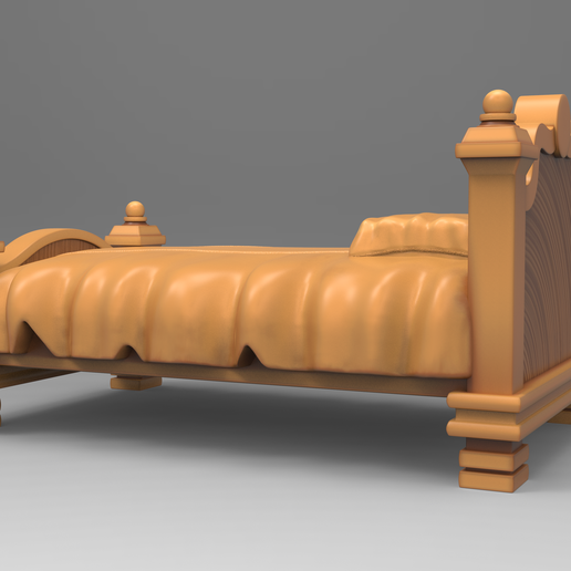 🪵 Royal Wooden Bed・ STL File for 3D printing・Cults