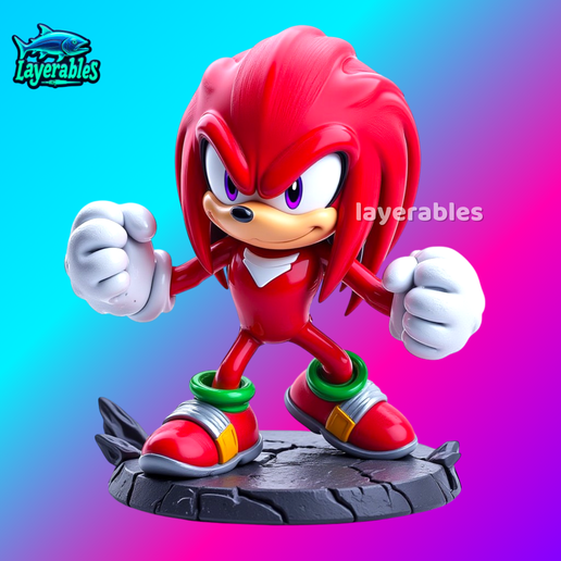 📁 Knuckles STL File – Chibi Sonic 3D Print Model – Power Pose Figurine ...