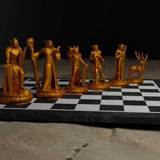 🧝 Knight Elf Figure Chess Set Warrior Character Chess Pieces・ STL File ...