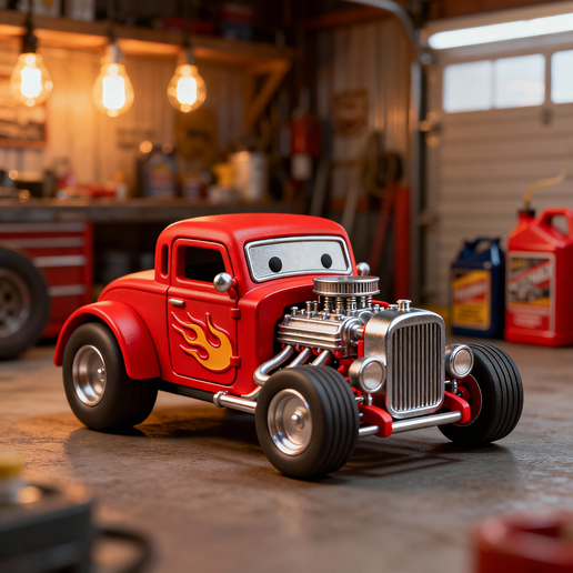 🥵 Red Hot Rod Car 3D Print STL - Cartoon Style Coupe Model・ 3D File for ...