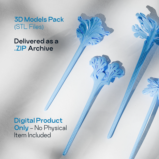 💇 Resin Hair Stick, 3d Stl Print Hair Pin Files, One Piece Hair Stick ...