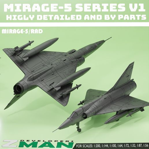STL file Dassault Mirage 5RAD (4 IN 1) V17 ️ ・3D printing model to ...