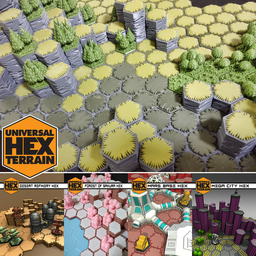 🎲 Universal HEX terrain・ 3D File for 3D printing・Cults