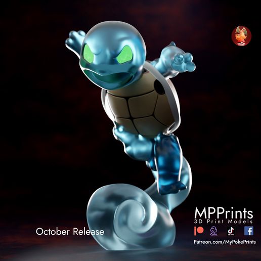 👻 Ghost Squirtle - presupported・ 3D File for ・Cults