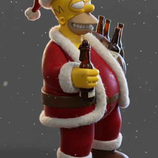 🎅 Homero Santa Claus – Figura STL de Navidad con saco de cerveza ...