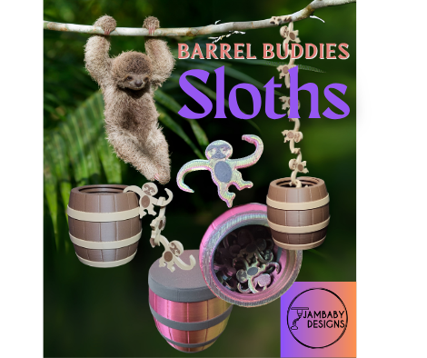 🦥 ¡¡Sloth Barrel Buddies!! ¡¡Diversión sobre la marcha, y no necesita AMS!!・Archivo 3D para ...