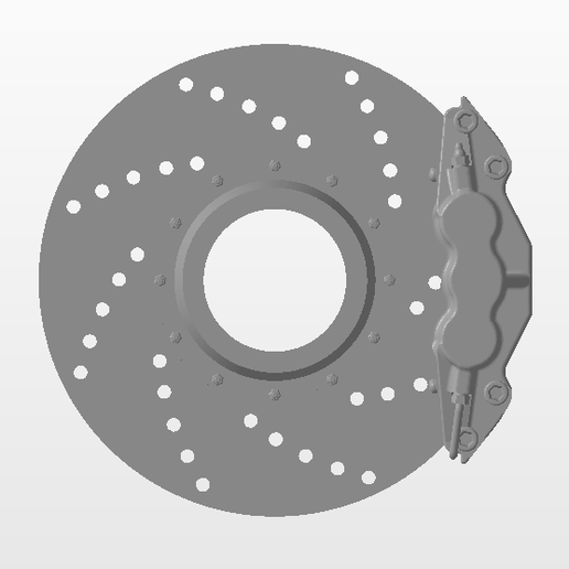 STL file Oversize Solid Brake Rotor, Drilled Spiral with Caliper ...