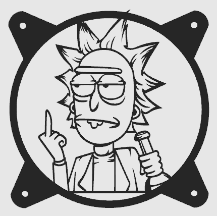 🐉 FAN COVER rick sanchez middle finger CUBIERTA DE VENTILADOR FAN GRILL ...