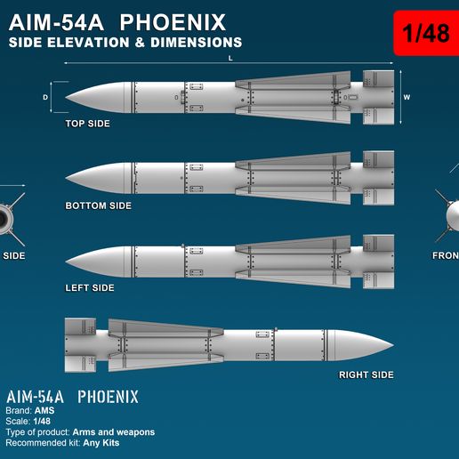 🦅 AIM-54A Phoenix - Scale 1/48・ STL File for 3D printing・Cults