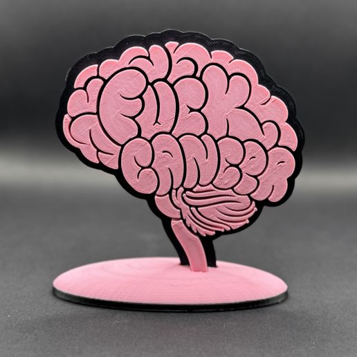 🧠 F*ck Brain Cancer Standee・Free STL File for 3D printing・Cults