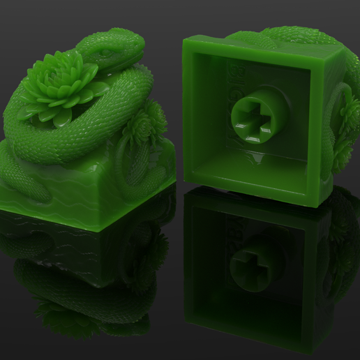 🐍 Snake Lotus Guardian – Artisan Keycap STL・ STL File for 3D printing・Cults