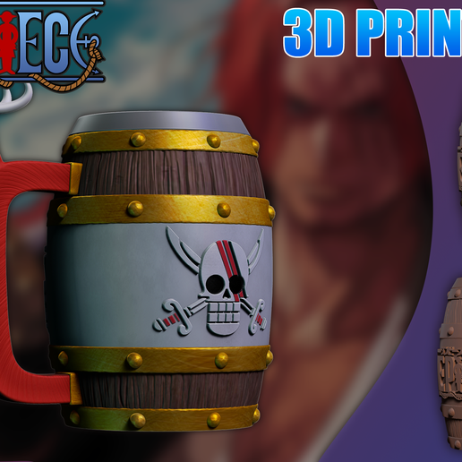☕ One Piece - Mug Barrel・ STL File for 3D printing・Cults