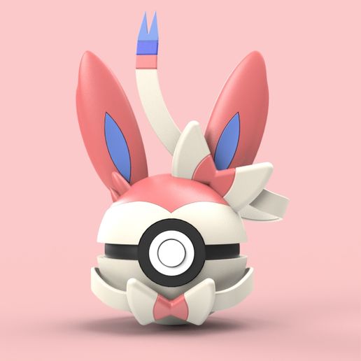 🐉 Sylveon Pokemon Pokeball Splitted・ STL File for 3D printing・Cults
