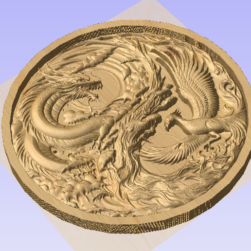 🐉 Dragon and Phoenix Yin-Yang Relief – Round CNC STL for Wood Carving ...
