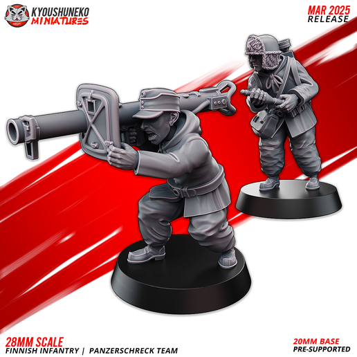 🇫🇮 Panzerschreck Team | Finnische Winterinfanterie ww2・ 3D Datei für 3D-Druck・Cults