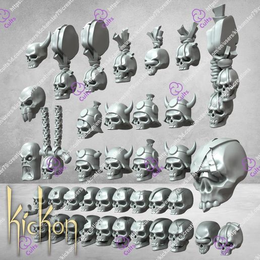 🔨 40 Different skulls.・ 3D File for 3D printing・Cults