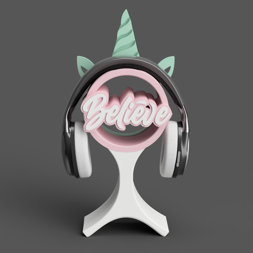 STL file Believe in Unicorn Headset Stand 🦄 ・3D printable model to ...