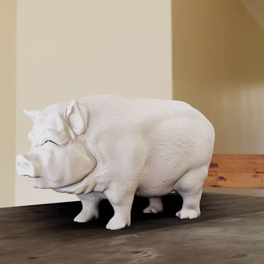 STL file pot bellied pig statue stl 3d print file 🪴 ・3D printing idea ...