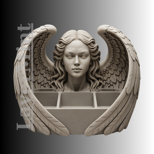 ♀️ Majestic Female Angel Bust Desk Organizer with Gothic Wings ...
