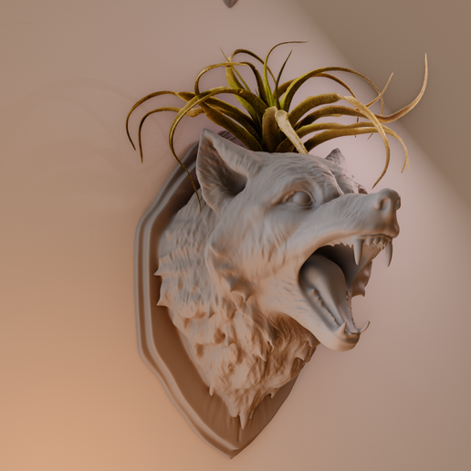 🐺 wolf head roaring wall mount planter pot flower vase stl・ STL File ...