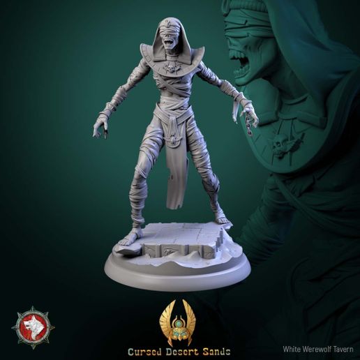 🎲 Cursed Mummies - 32mm, 6 Pre-supported STLs + 5e Style Stat Block .・ 3D File for 3D printing・Cults
