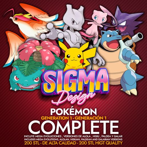 🐉 MEGA PACK POKEMON GEN 1 KANTO COMPLETE・ 3D File for 3D printing・Cults
