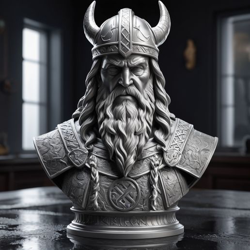 👤 Bust of Odin・ STL File for 3D printing・Cults
