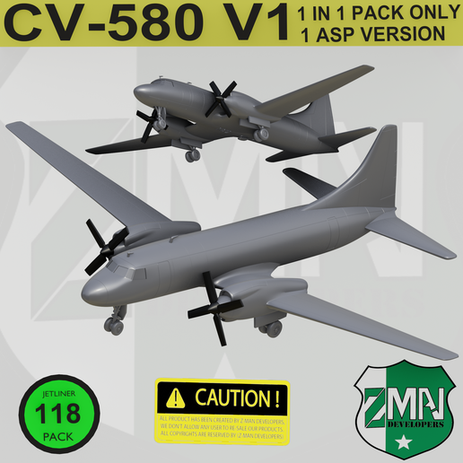 🚁 CV-580 (P+C) (4 IN 1) V1・ STL File for 3D printing・Cults