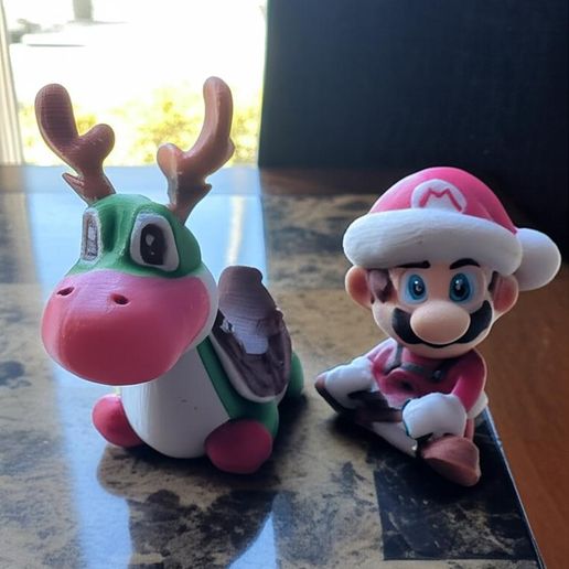 🎅 Santa Mario and Rudolph Yoshi - 3D print STL and multicolor 3MF file ...