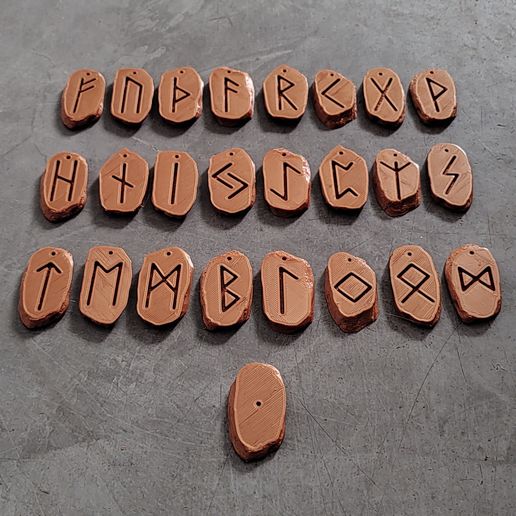 3D printable Pack of 24 Viking Runes with Odin • made with Ender 3 Pro ...