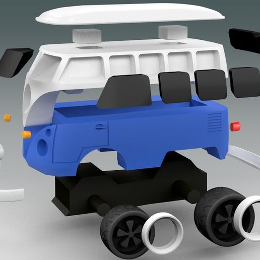 🚌 VW Bus T1 Bulli Comic Style・ STL File for 3D printing・Cults