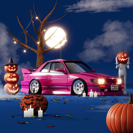 🎃 Cartoon Nissan S13 BN Sports Halloween wallpapers・Free 3D File for 3D ...